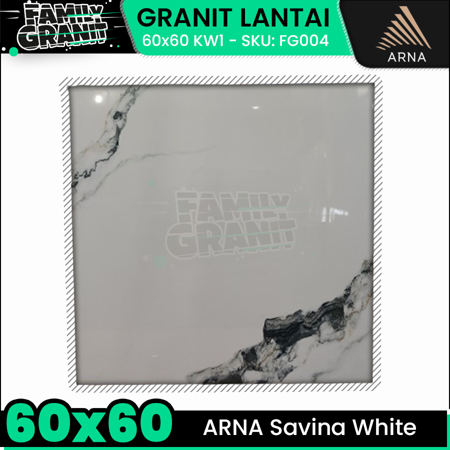 Jual Granit Lantai 60x60 ARNA Savina White Motif Putih Super Glossy KW1 ...