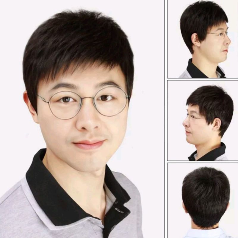 Jual Toupee Pria Rambut Pendek Tipis Dengan Tiga Penjepit Wig Penutup ...
