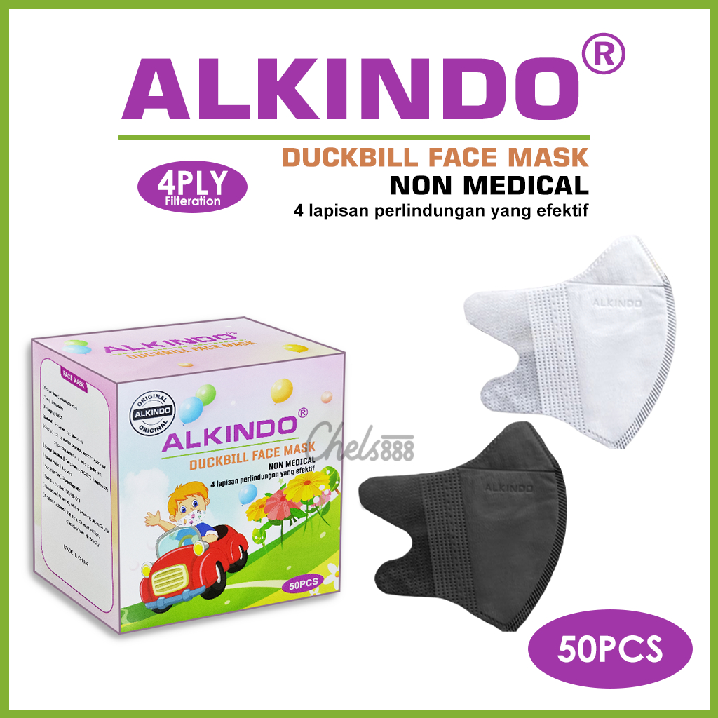 Jual Masker Alkindo Duckbill Anak 4ply isi 50 pcs | Shopee Indonesia
