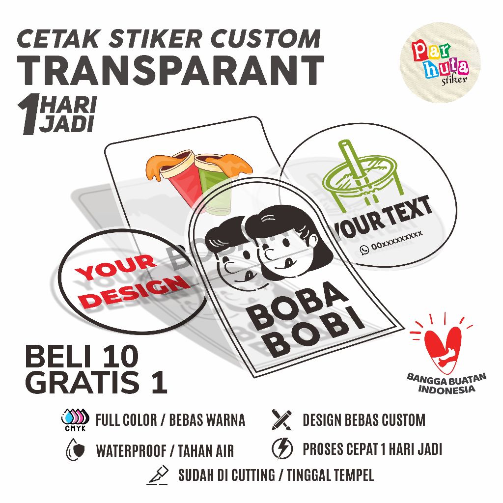 Jual (PRINT & CUT) CETAK STIKER TRANSPARAN I STIKER VINYL GLOSSY I ...