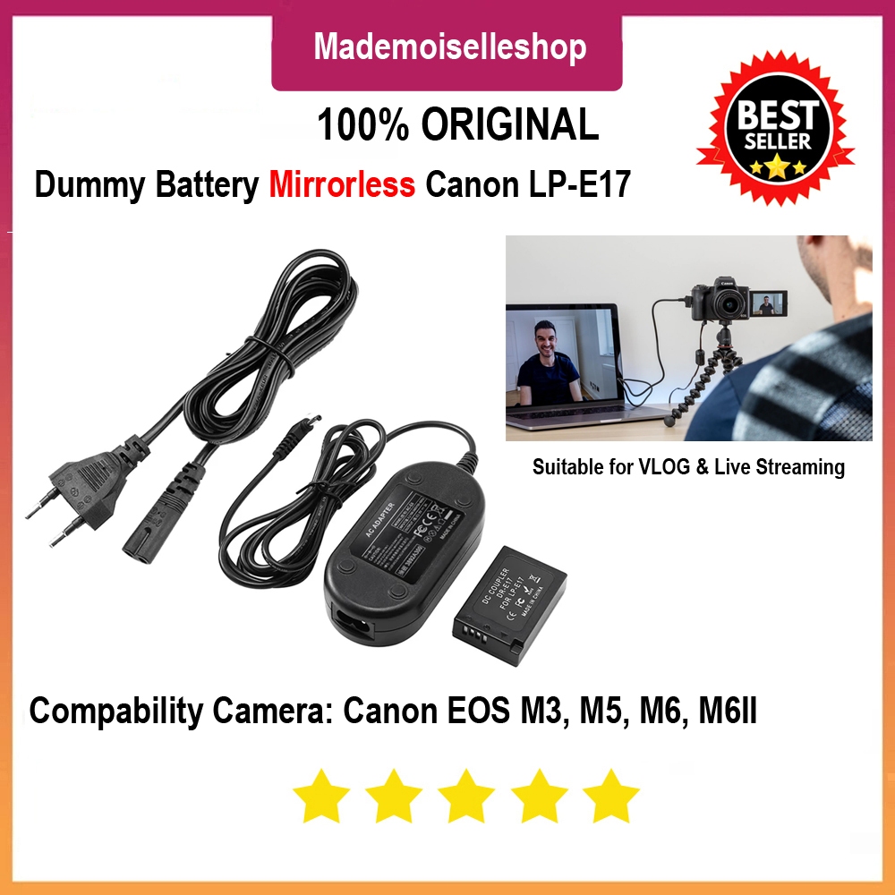 Jual Dummy Battery Canon LP-E17 - DC Coupler Baterai untuk VLOG ...
