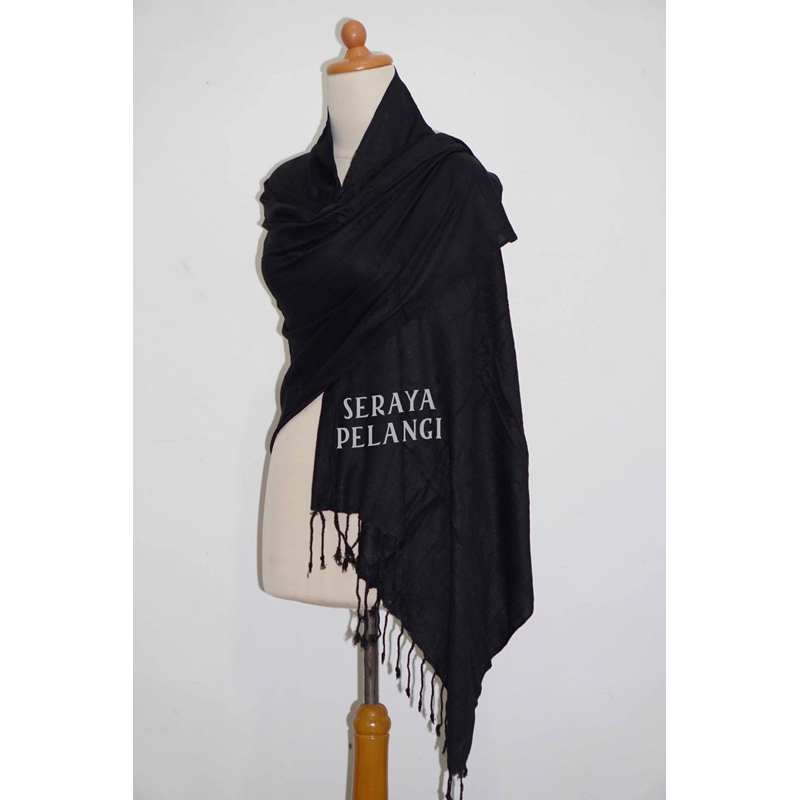 Jual Pashmina Polos Warna Hitam Selendang Scarf Syal Shawl Pasmina ...