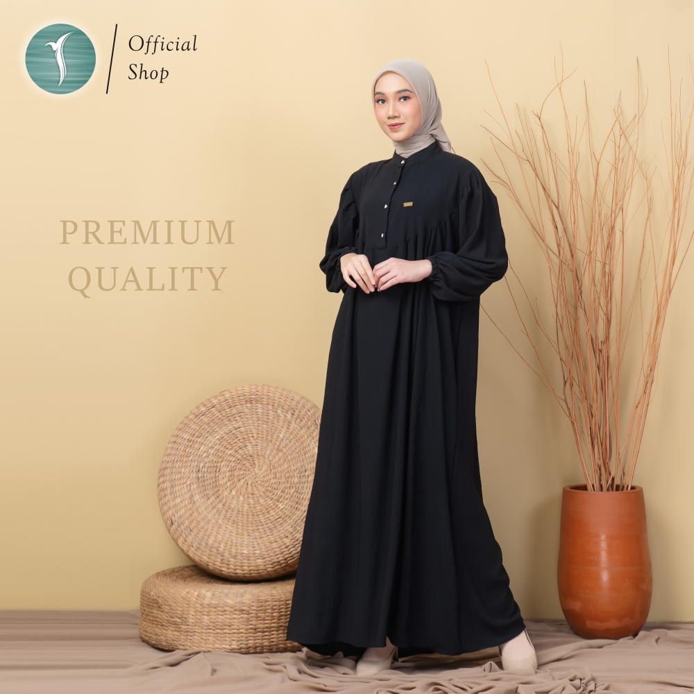 Jual Gamis Polos Wanita Warna Hitam Premium Basic Daily Brukat Dress ...