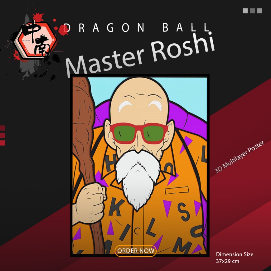 Jual Poster 3D Multilayer Dragon Ball Master Roshi | Shopee Indonesia