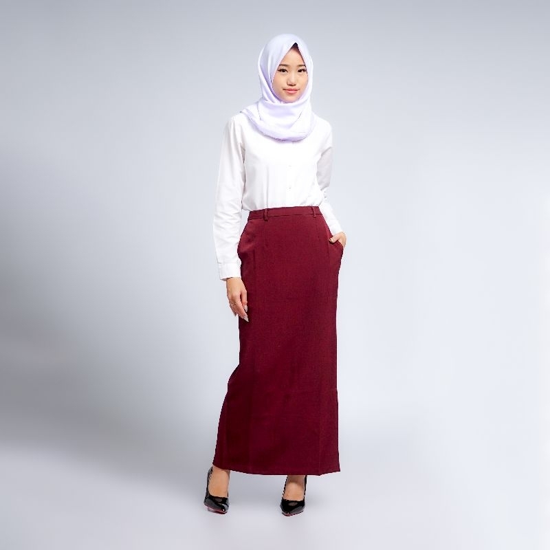 Jual Rok kerja wanita span terbaru polyester premium stretch import ...