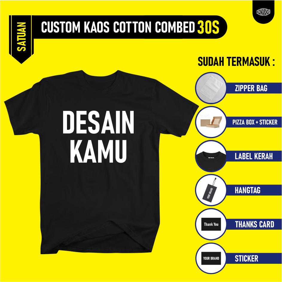 Jual Kaos Custom Satuan Cotton Combed 30s PREMIUM Lengan Pendek ...