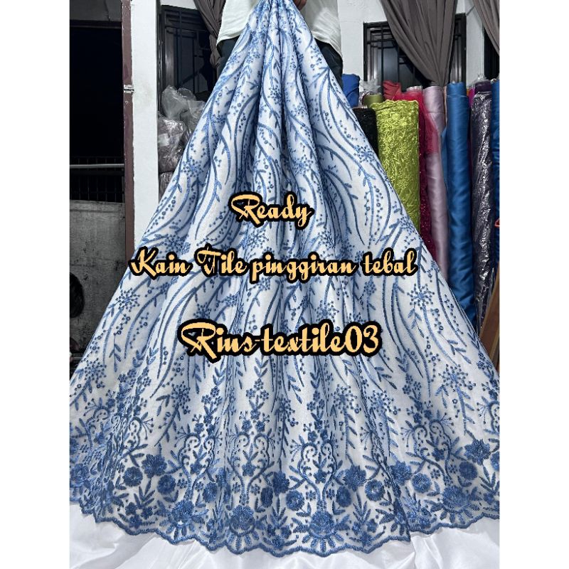 Jual Kain Tile Pinggiran Bordir/Tile AKAR Glitter Pinggiran atas bawah ...