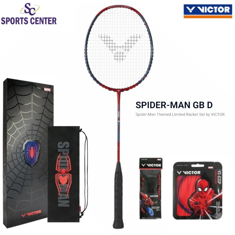 Jual New Limited Full Set Box Raket Badminton Victor Spiderman GB D ...