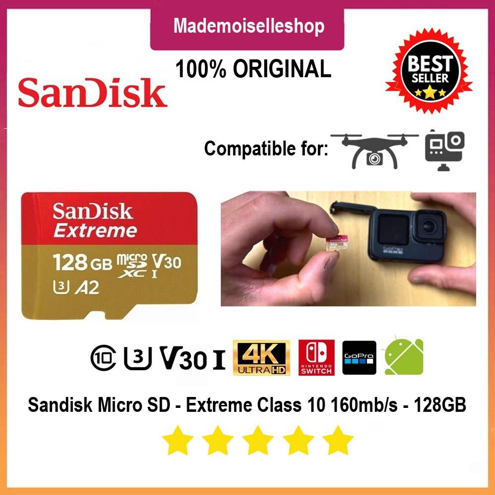 Jual SanDisk ORIGINAL Extreme Micro SD Card UHSI Class 10 (190MB/s) - 128GB - Memory Card GoPro ...