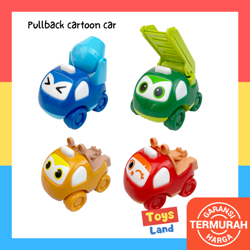 Jual PullBack Car Cartoon Pull Back Car Toys Dump Truck Mixer Truck ...