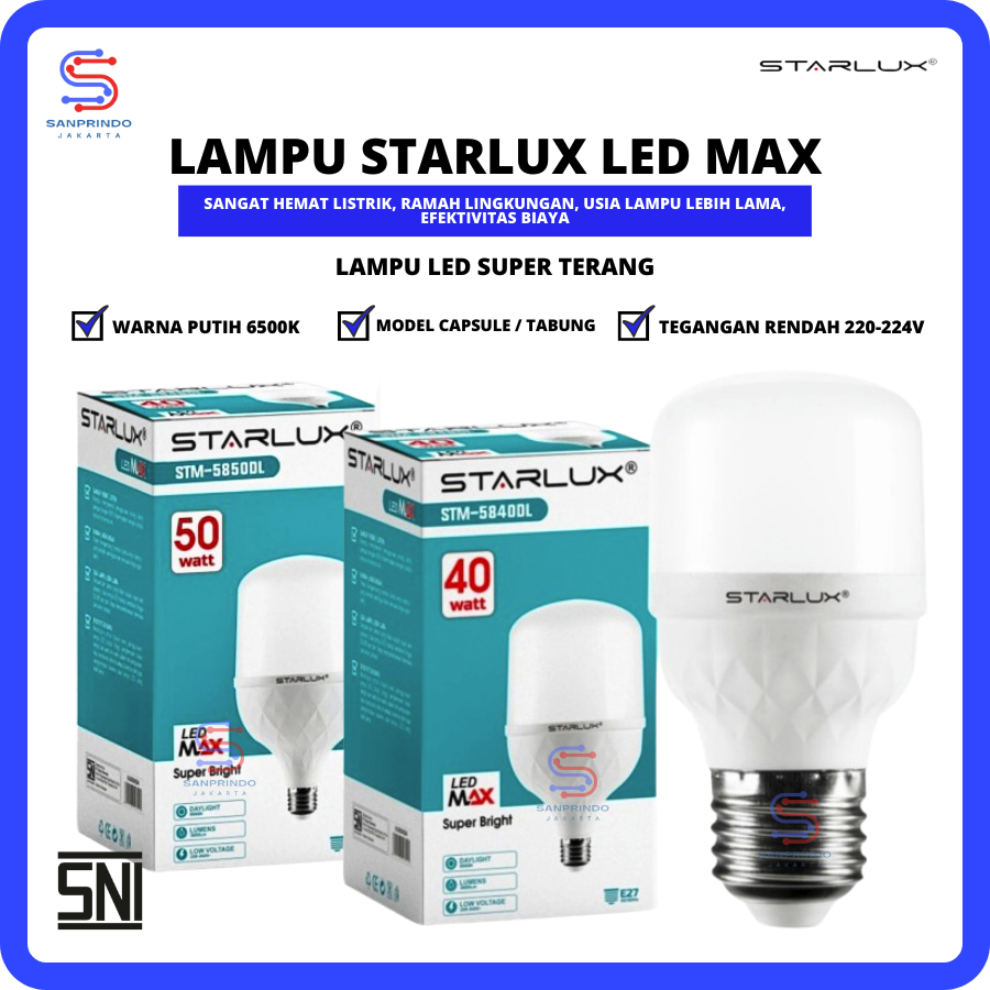 Jual STARLUX Lampu Led Max 5W 10W 15W 20W 30W 40W 50W Led Capsule Tabung | Shopee Indonesia