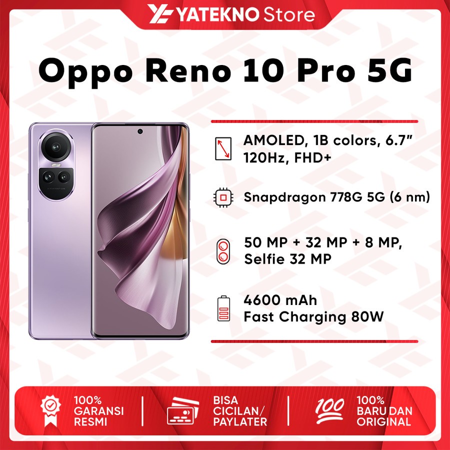Jual (ORIGINAL) Oppo Reno 10 Pro 5G 12/256GB GARANSI RESMI ~ NEW | Shopee Indonesia