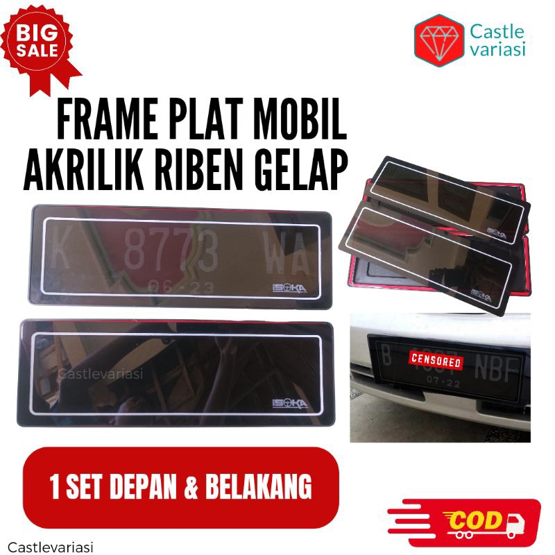 Jual cover frame tatakan dudukan plat mobil akrilik acryic / mika gelap ...
