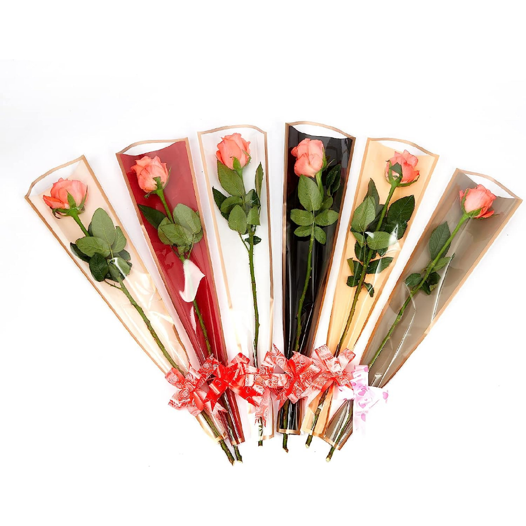 Jual [50 Lembar] Kertas Pembungkus Buket Satu Bunga Mawar / Cellophane ...