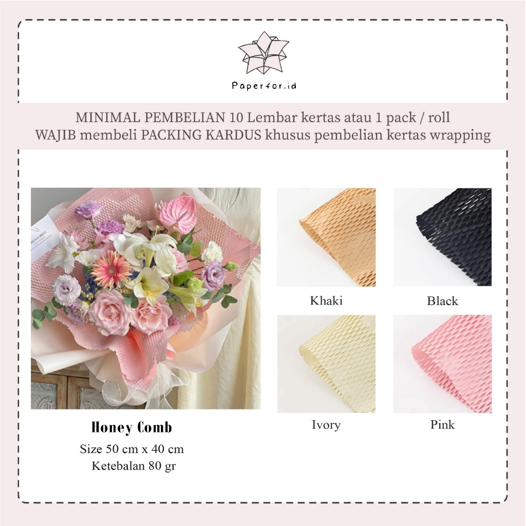 Jual Kertas Bucket Bunga // Honey Comb // 50x40 Cm // Ecer | Shopee ...
