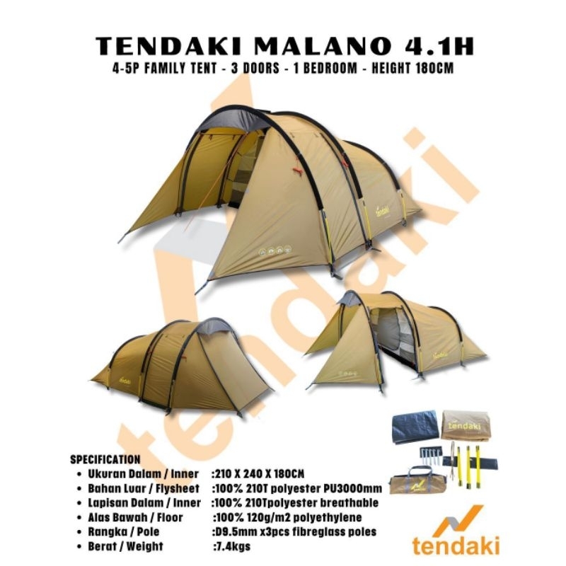 Jual TENDA CAMPING TENDAKI MALANO 4.1 FAMILY TENT MALANO 4.1H OUTDOOR HIKING KELUARGA PENDAKI ...