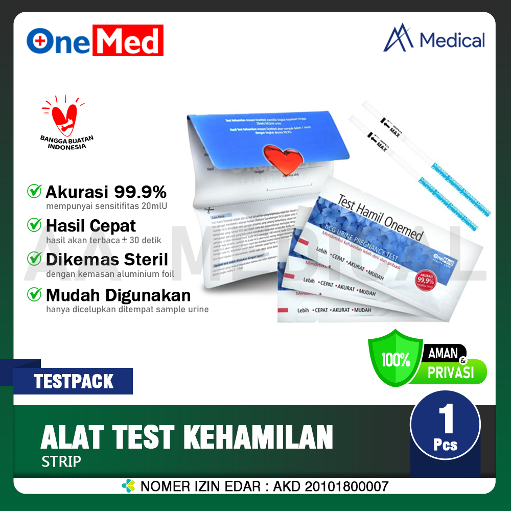 Jual ONEMED Alat Tes Kehamilan Cepat Test Pack Cek Hamil Testpack 1 ...