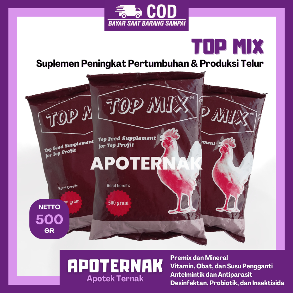 Jual TOP MIX 500 gr Medion - Suplemen Penggemuk AyamTingkatkan Produksi ...