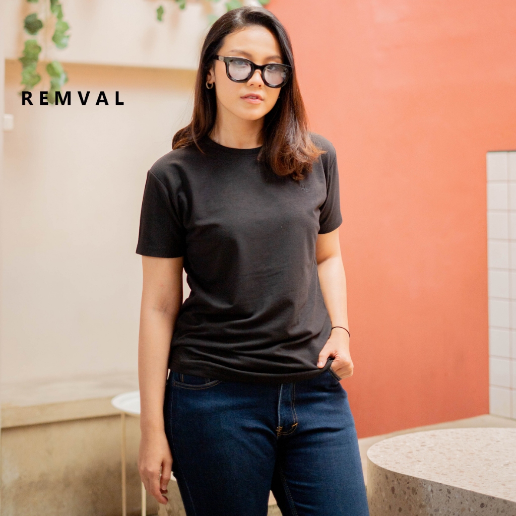 Jual Kaos Wanita Kerah Round Neck Lengan Pendek Remval Bahan Baby Terry ...