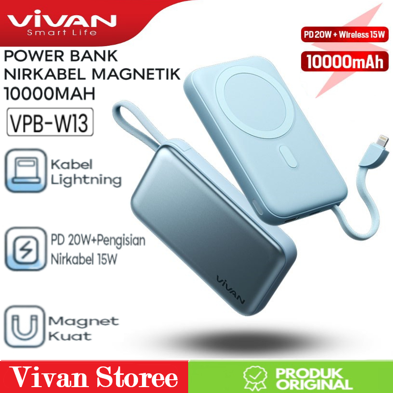 Jual VIVAN Power Bank VPB-W13 Powerbank Wireless Magnetic 10000mAh ...