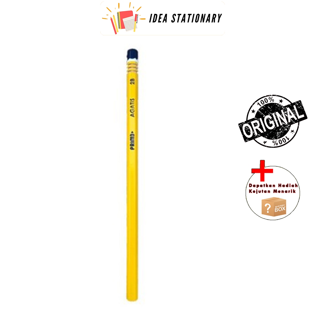 Jual Pensil Tulis Agatis Yellow Prime 2B Hexagonal Ecer (1 pcs ...