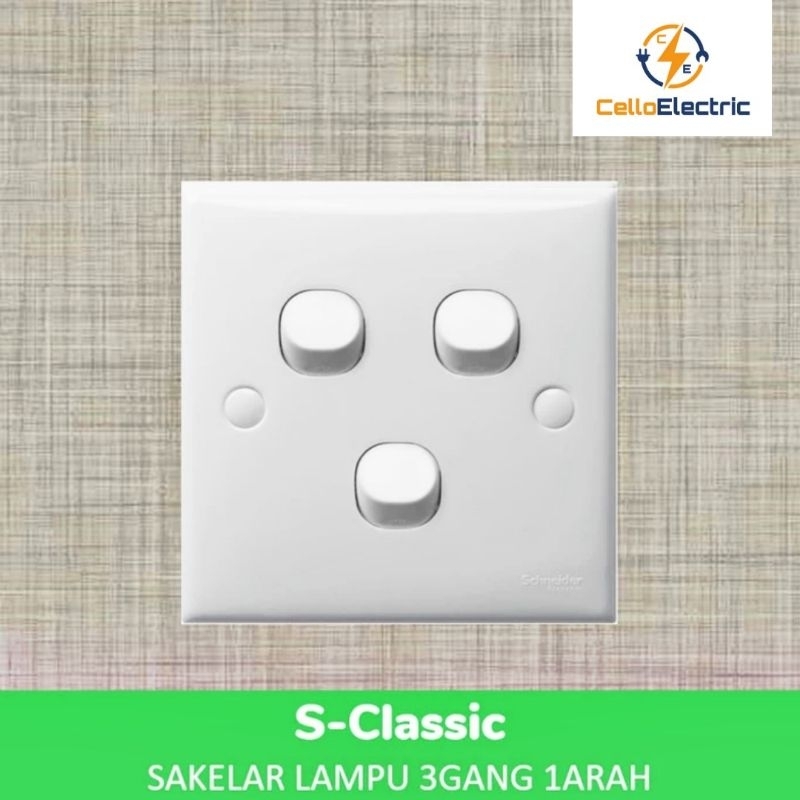 Jual Saklar Schneider Triple S-Classic 3 Gang 1 Way - Saklar Triple ...