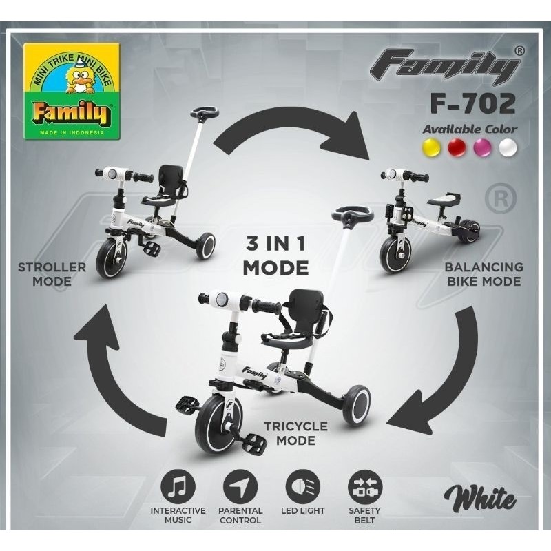 Jual Sepeda tricycle family anak balance bike stroller 3 in 1 ...