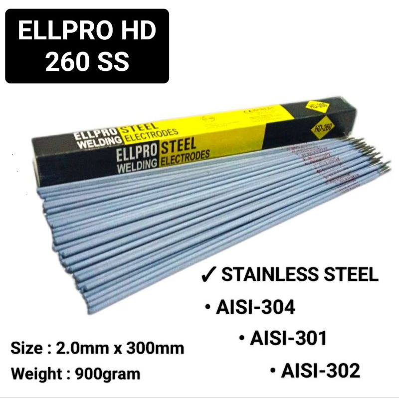 Jual Kawat Las Listrik Stainless ELLPRO STEEL HD 260 SS Size 2.0mm x 300mm | Shopee Indonesia