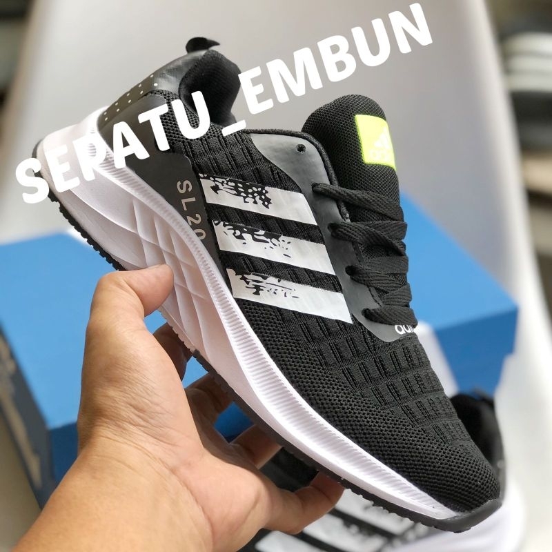 Jual SEPATU RUNING PRIA OLAHRAGA LARI ADS BLACK WHITE RUNNING COWOK ...