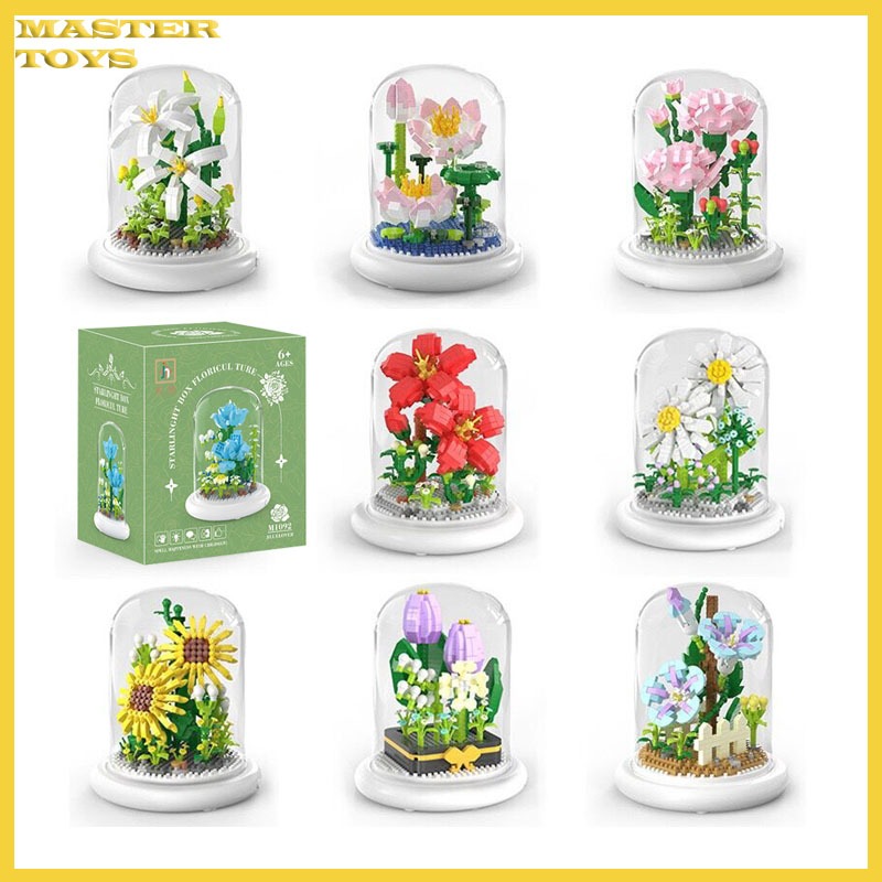Jual MASTERTOYS Plant Bricks Block Susun Bunga Buket Mainan DIY Block ...