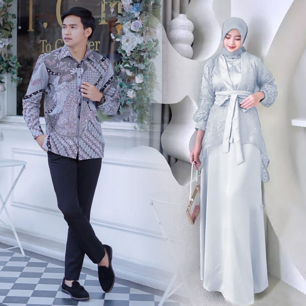 Jual BATIK COUPLE TERMURAH - Batik Couple Dress Fuji satu Set Inner ...