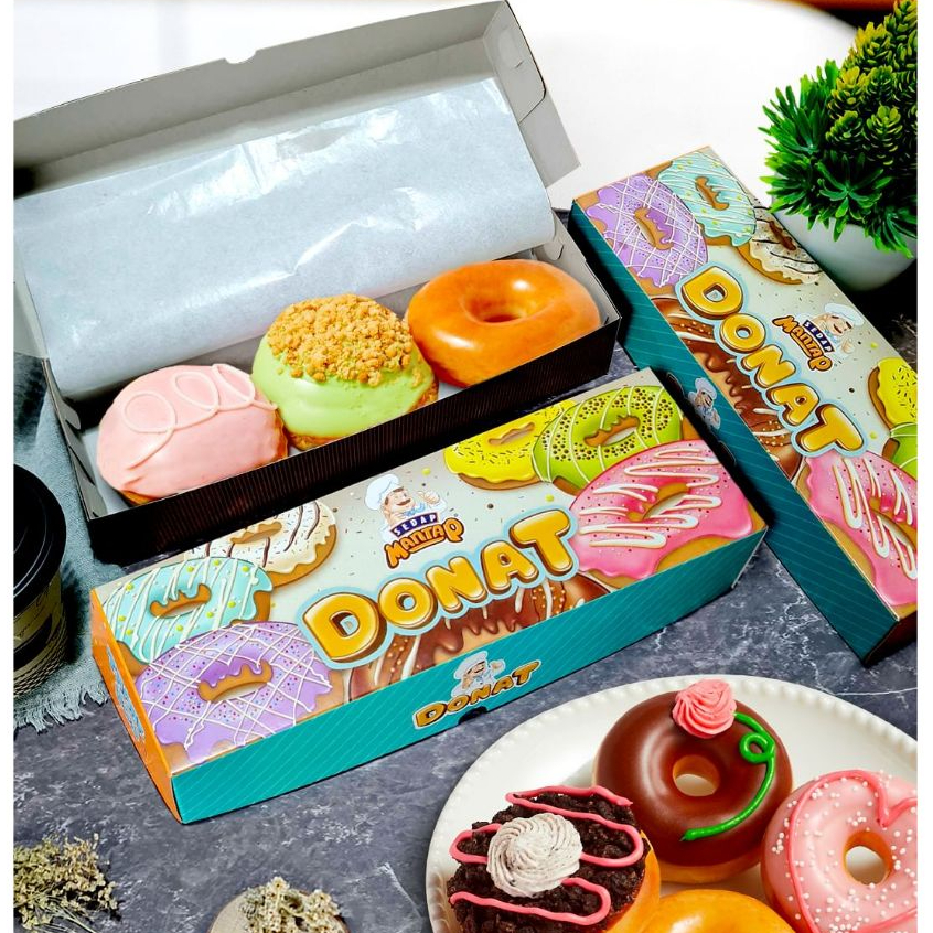 Jual Kardus Box Donat Isi 3 / Kotak Dus Box Donat Bomboloni Isi 3 / 27 ...