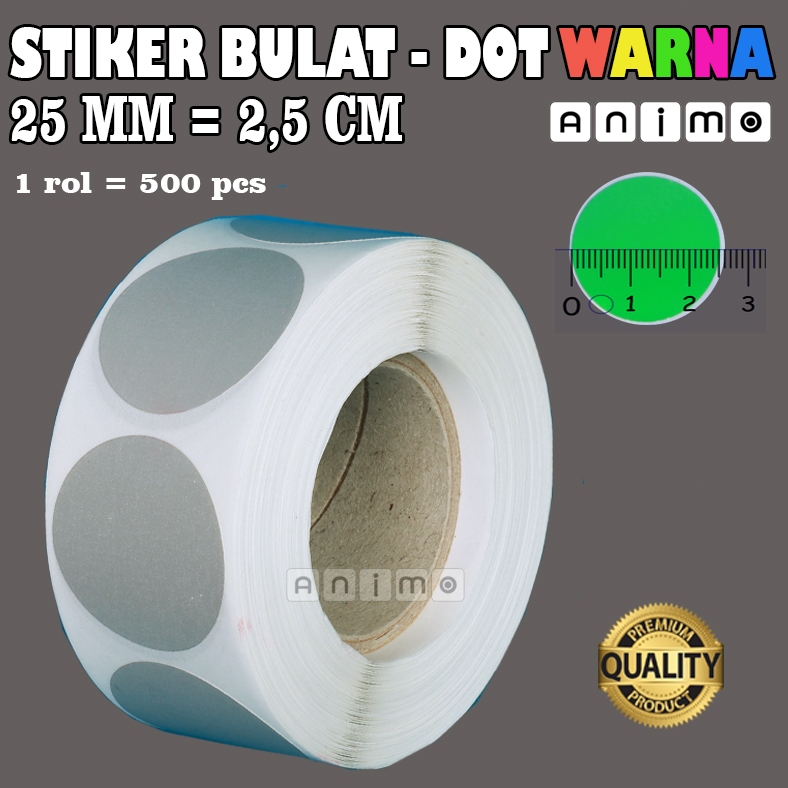Jual Stiker Bulat Warna - COLOR DOT STICKERS - ROL 25 MM = 2,5 CM ...