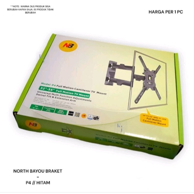 Jual Bracket tv / brecket tv swivel 55 50 49 43 32 inch / NB P4 North ...
