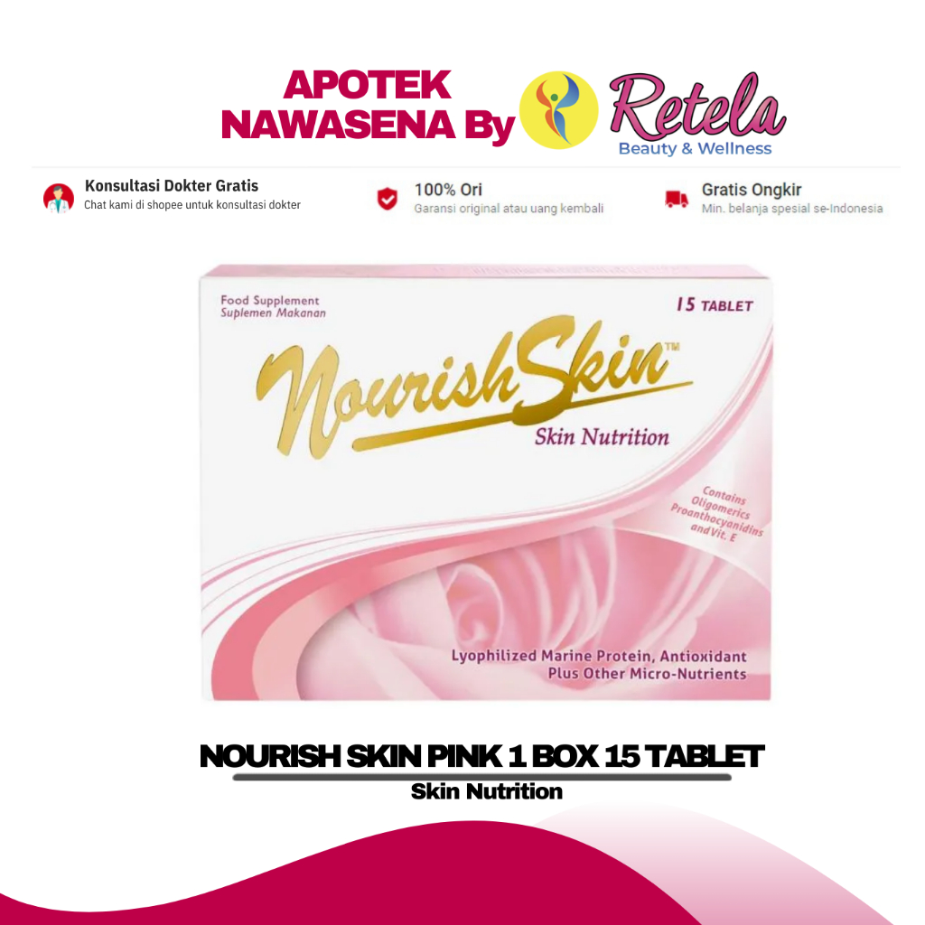 Jual NOURISH SKIN PINK 1 BOX ISI 15 TABLET / SUPLEMEN KULIT | Shopee Indonesia