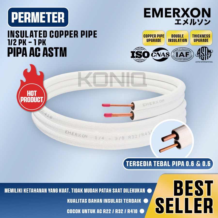 Jual PIPA AC 1/4 3/8 ( 1/2PK - 1PK) - TEBAL 0,6 - METERAN - EMERXON ...