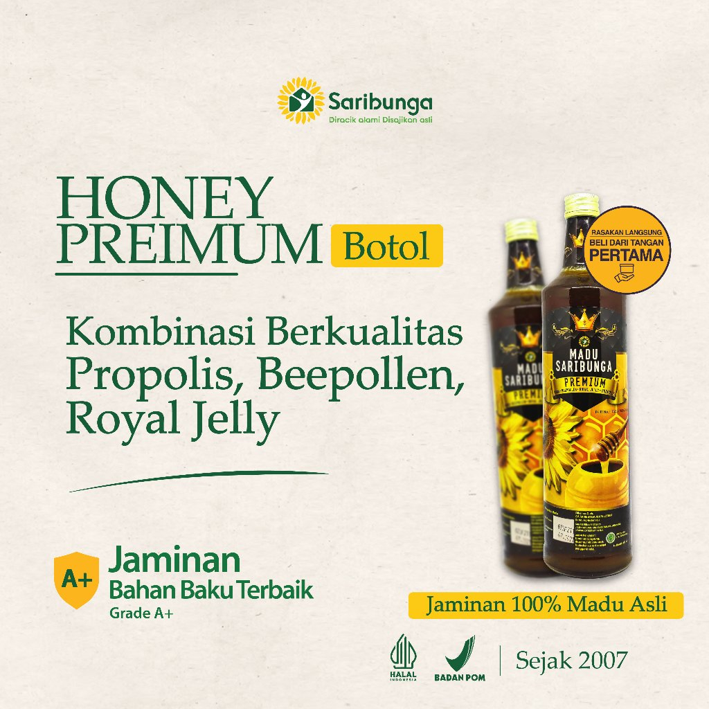 Jual Madu Asli Premium - Natural Honey - Madu Murni - Madu Bee Pollen ...