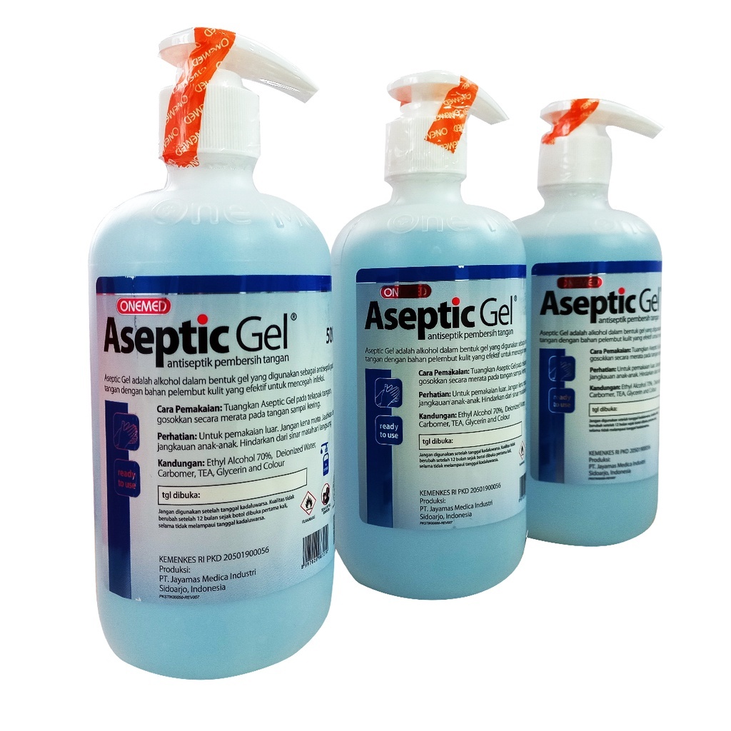 Jual Aseptic gel OneMed Hand Sanitizer gel + Pump isi 500ml | Shopee ...