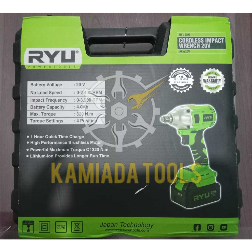 Jual Cordless Impact Wrench 20V RYU/RYU RCW 20V/Mesin Buka Baut Batrai ...