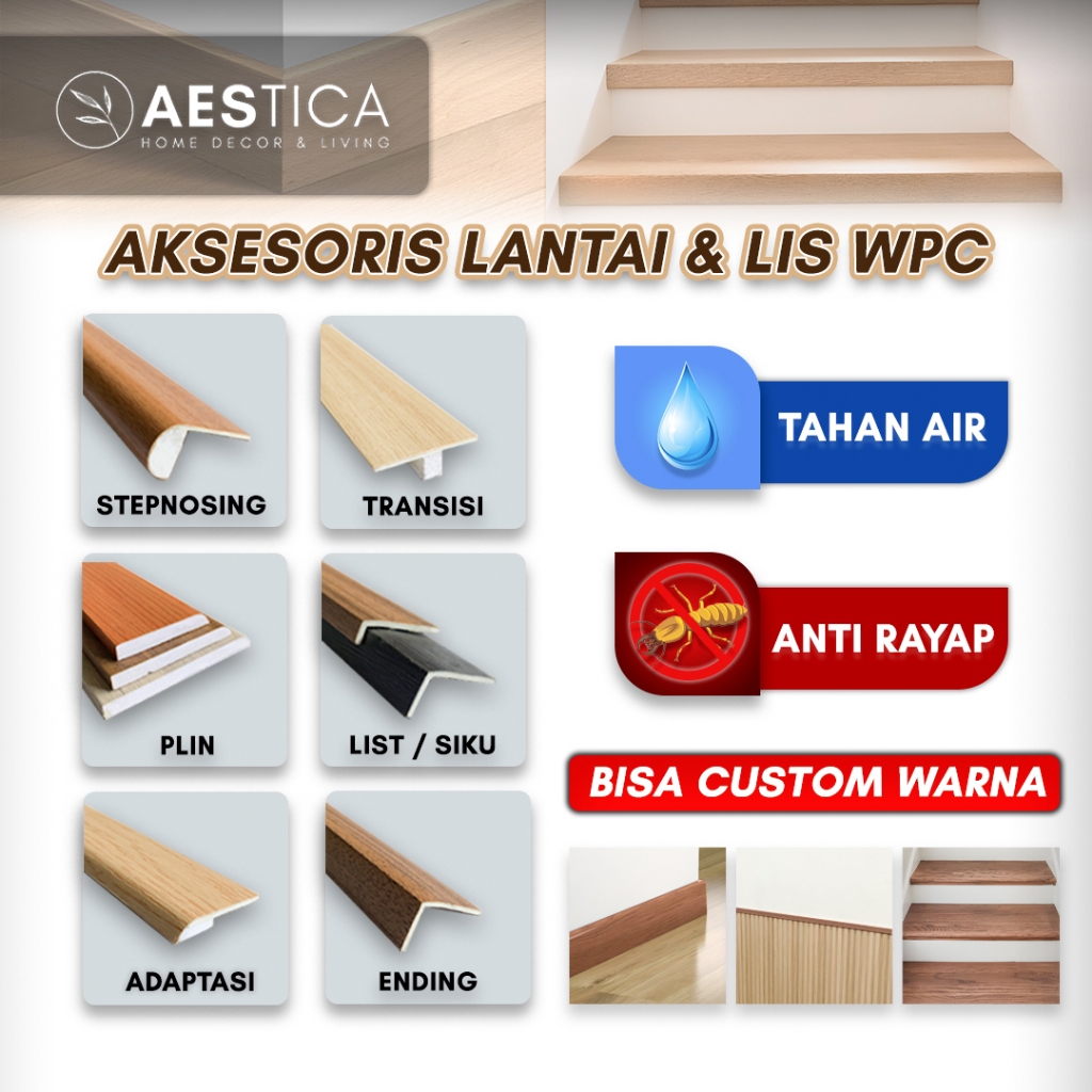 Jual Aksesoris Lantai Lis Siku WPC Wall Panel Plin Adaptasi Transisi Vinyl Parket | Aestica ...
