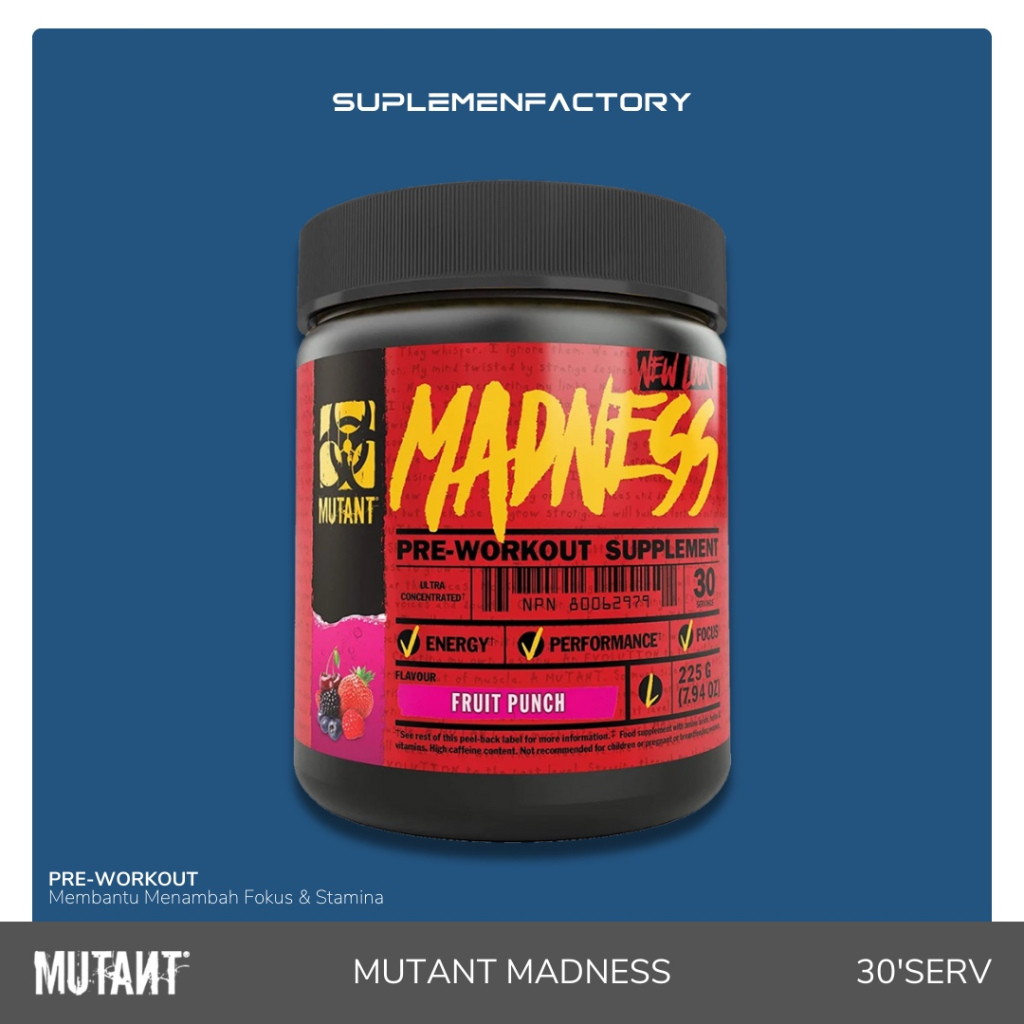 Jual Mutant Madness 30 Serving 225 Gram Pre Workout | Shopee Indonesia