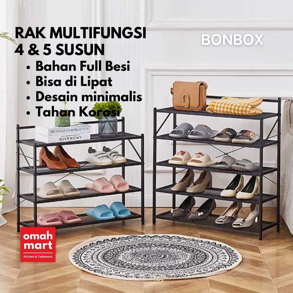 Jual Rak Sepatu Besi BFS003 / Bonbox Rak Sepatu Besi 5 Susun 4 Susun ...