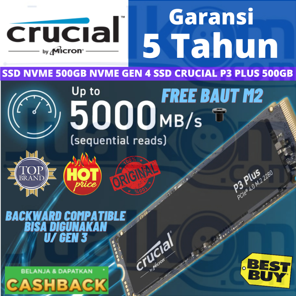 Jual SSD NVME 500GB NVME GEN 4 SSD CRUCIAL P3 PLUS 500GB | Shopee Indonesia