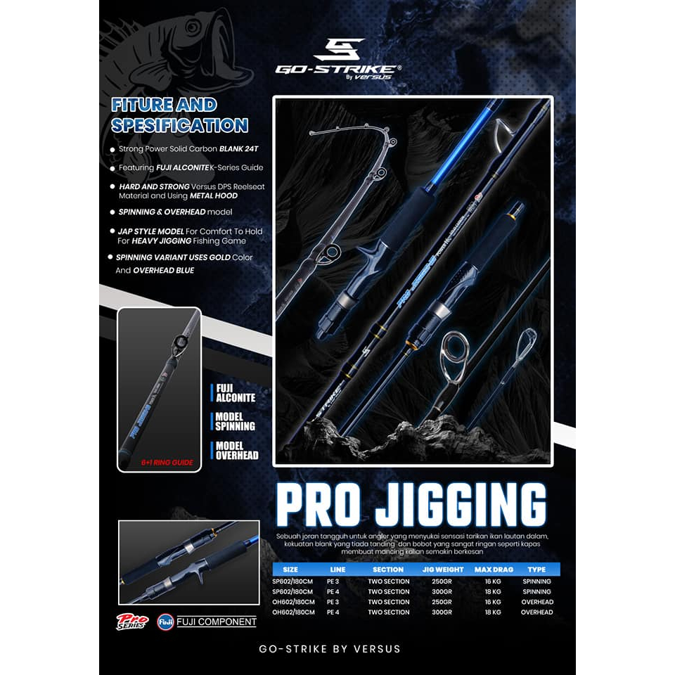 Jual Rod VERSUS GO STRIKE PRO JIGGING SOLID CARBON LIGHT JIGGING ...