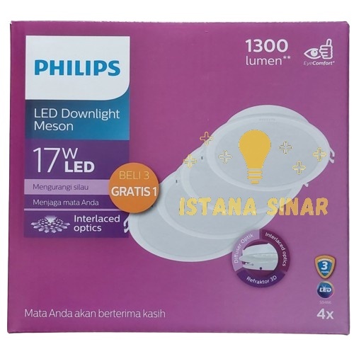 Jual Philips Downlight Meson 17 Watt ( isi 4 ) LED Meson PAKET multi pack | Shopee Indonesia