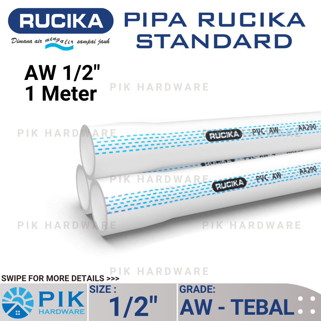 Jual Pipa Rucika 1/2 inch 1 meter tebal AW - Pralon potongan 1/2" panjang 95-97cm | Shopee Indonesia