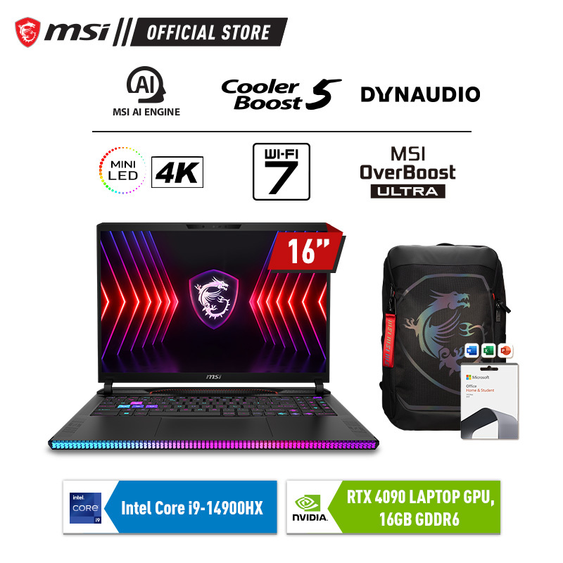 Jual MSI Raider GE68 HX 14VIG i9-14900HX RTX 4090 16" 16:10 UHD+ ...