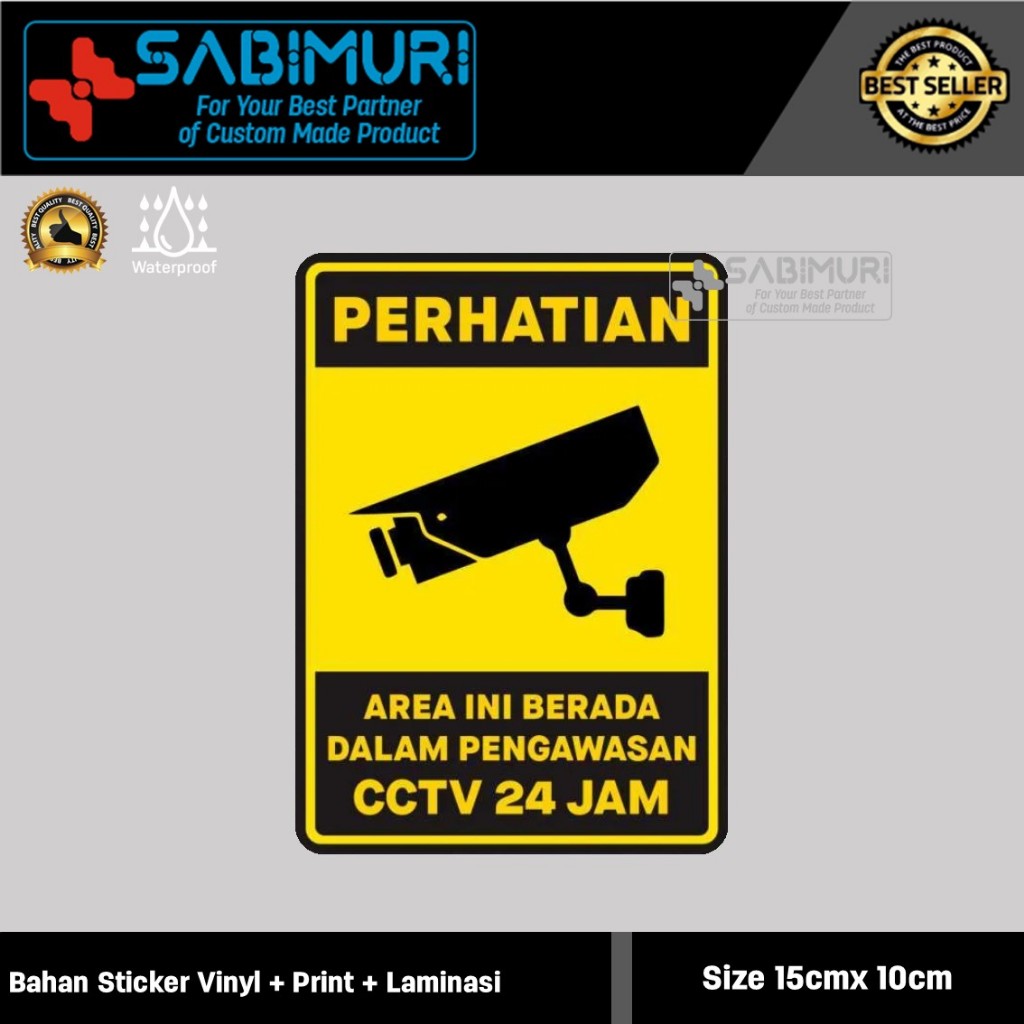 Jual Sticker Sign Perhatian ada CCTV | Shopee Indonesia