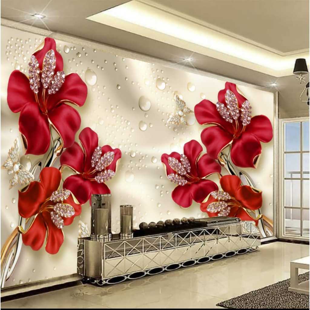 Jual TERLENGKAP Wallpaper Bunga Besar 3D Custom Motif Bunga Visual ...