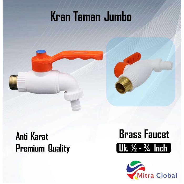 Jual Kran Air / Kran Tembok / Kran Taman Model JUMBO Drat Kuningan 1/2 ...